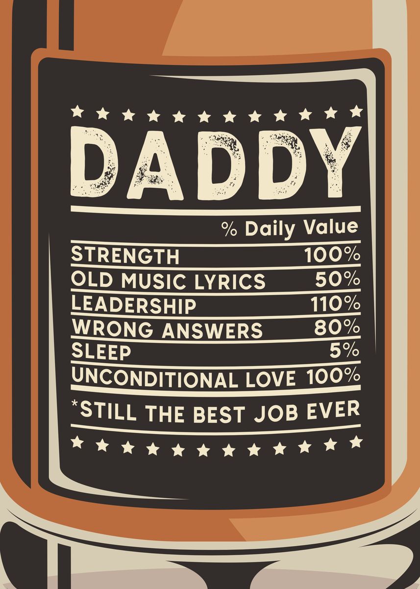 'Daddy Nutrition Facts' Poster, picture, metal print, paint by XandYart ...
