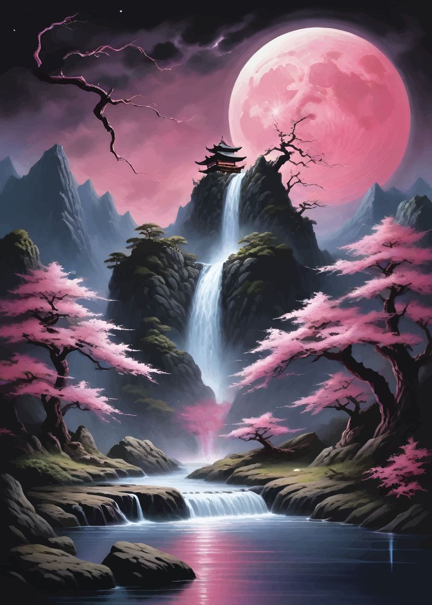 'Full Moon Valley ' Poster, picture, metal print, paint by Japanese art ...