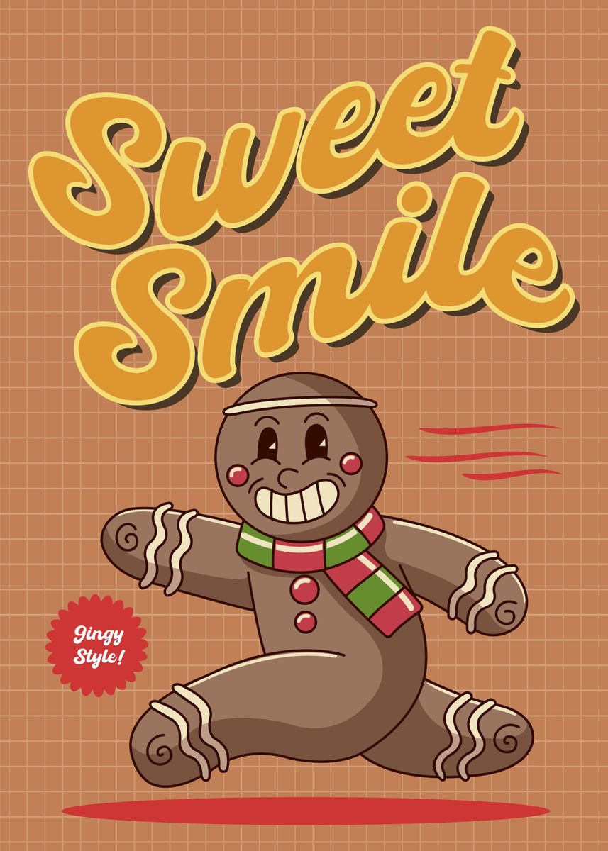 'Sweet Gingerbread Smile' Poster, picture, metal print, paint by ...