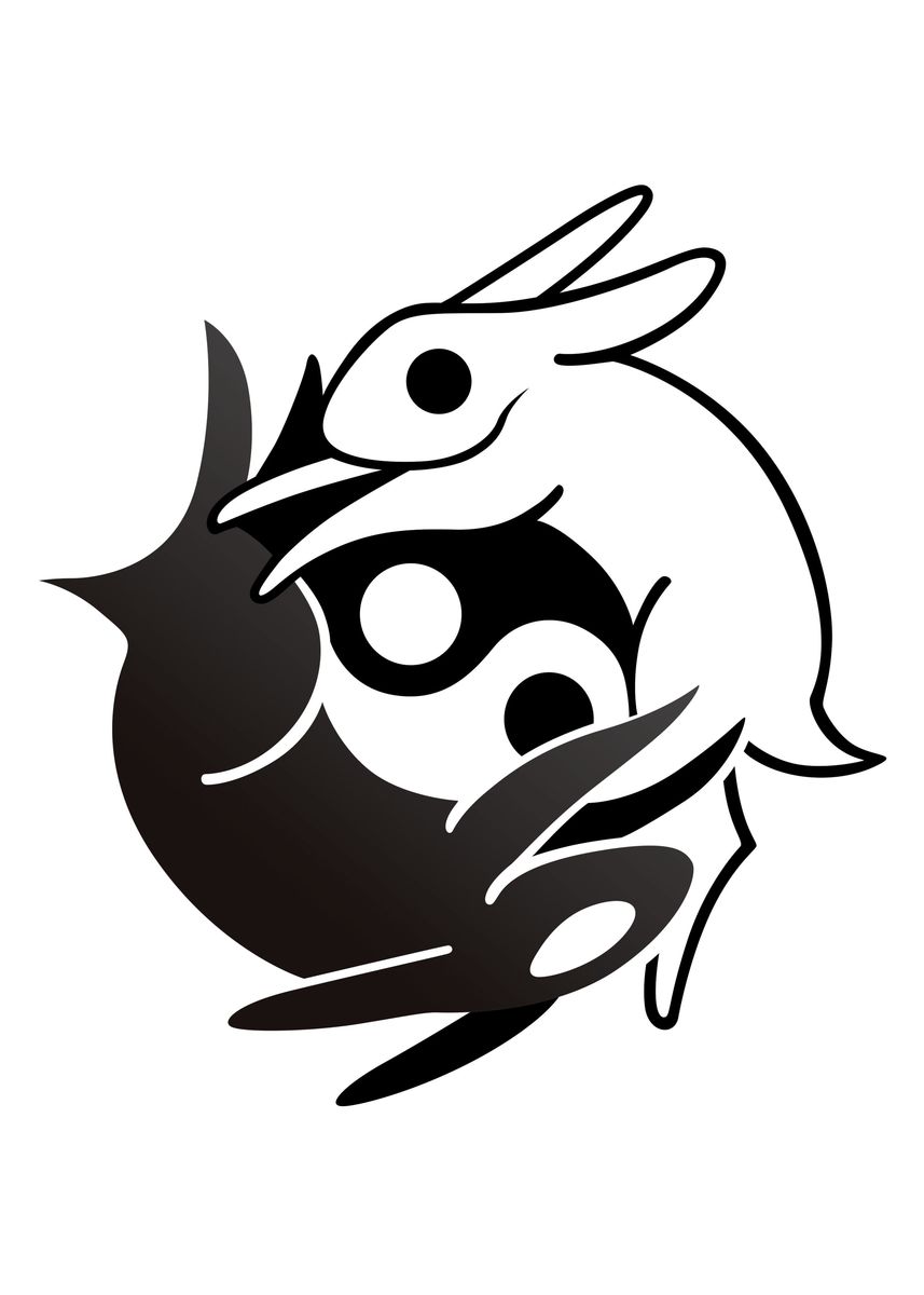 'Yin Yang Rabbit' Poster, picture, metal print, paint by Black And ...