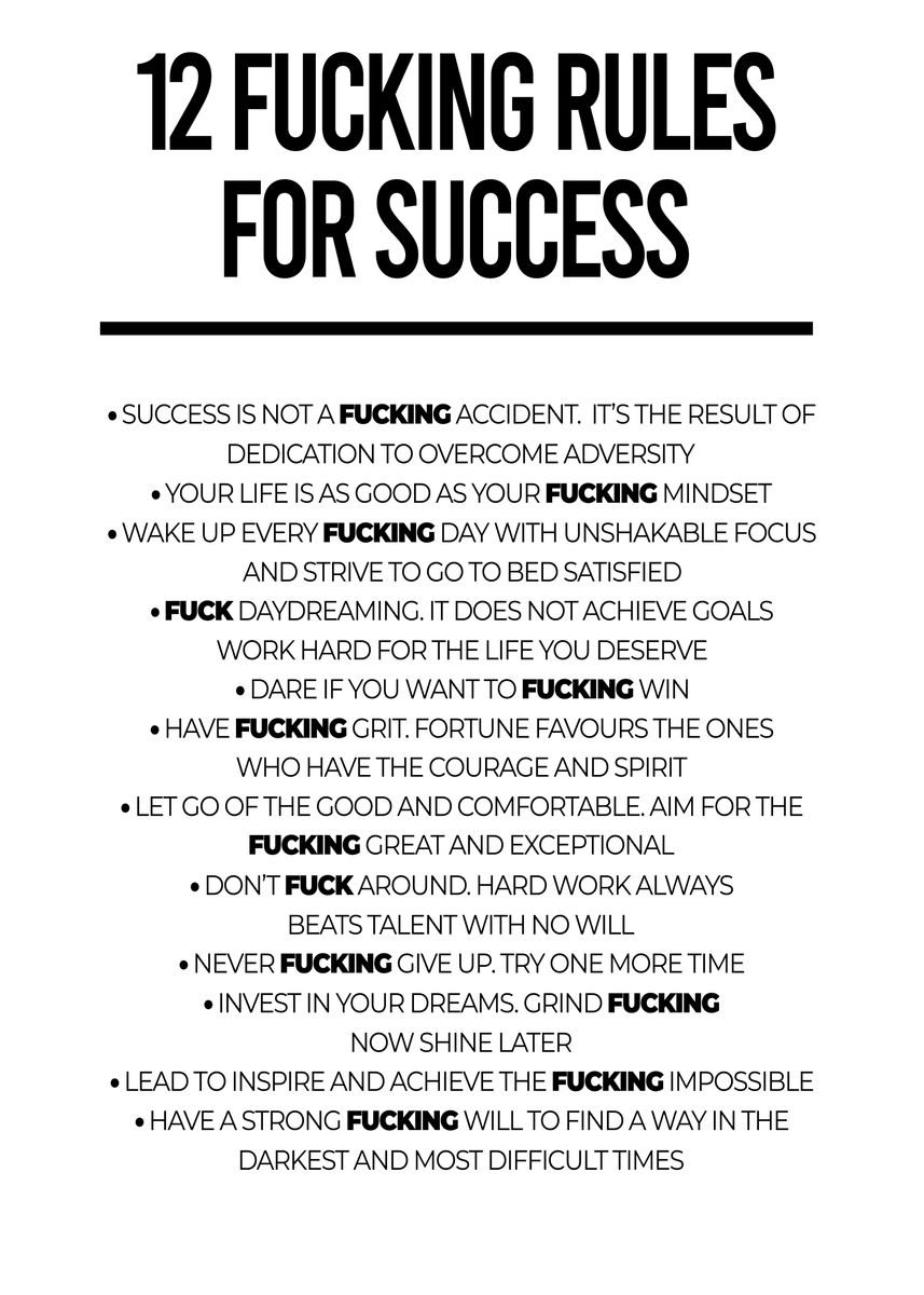 '12 Rules for Success' Poster, picture, metal print, paint by ...