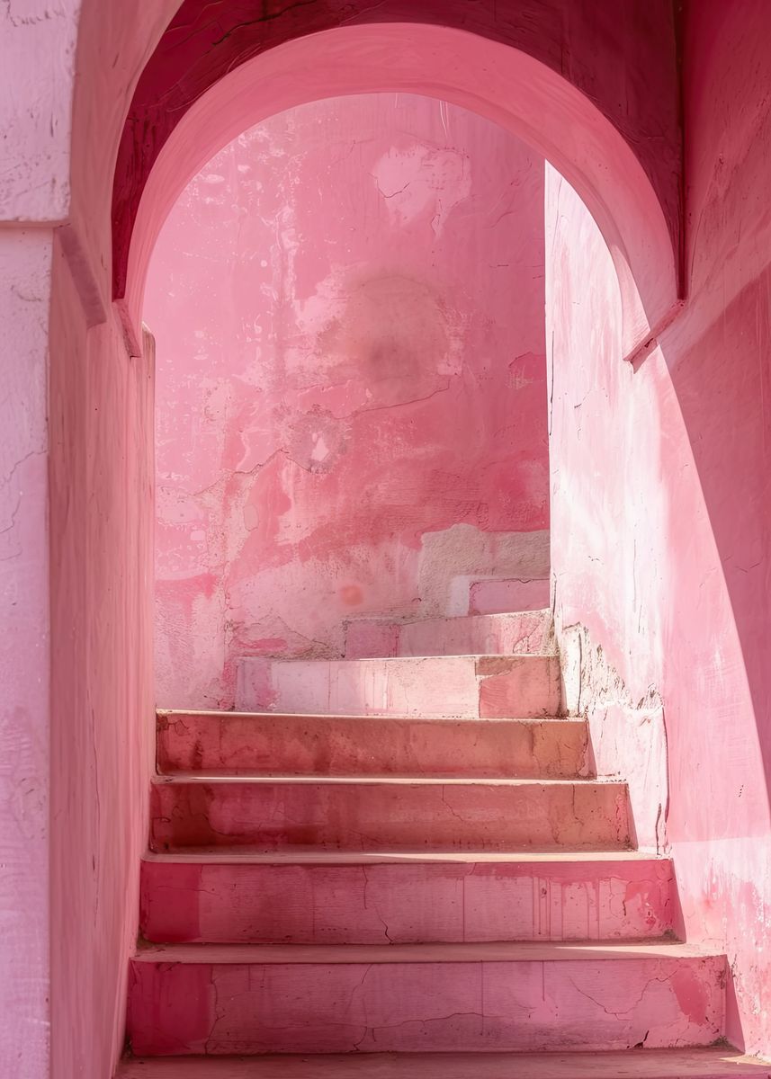 'Pink Stairs 01' Poster, picture, metal print, paint by Matthias Hauser ...