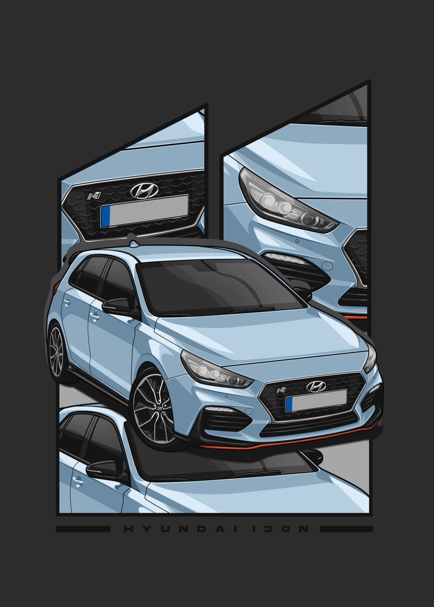 'hyundai i30n blue' Poster, picture, metal print, paint by capture art ...