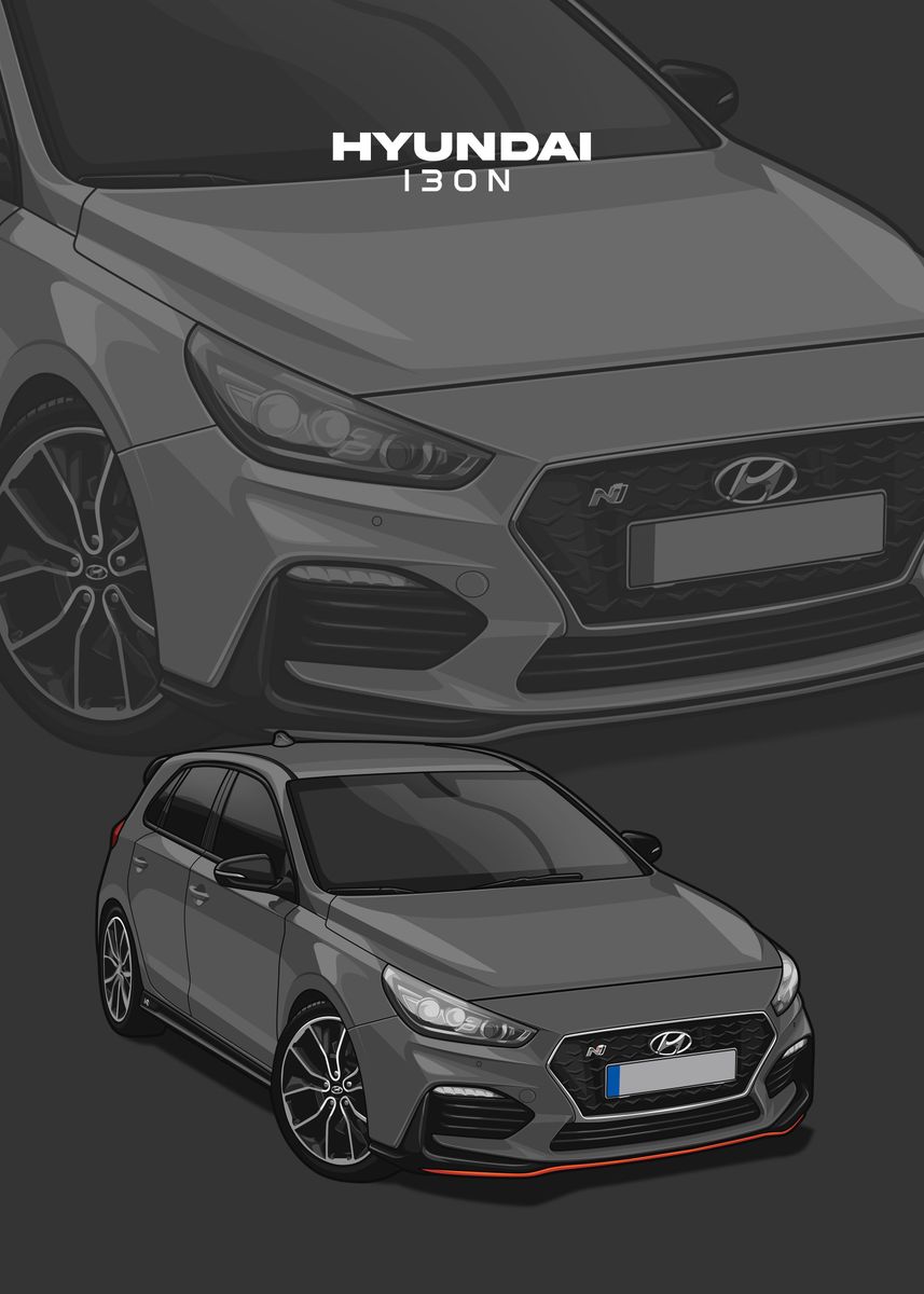 'hyundai i30n grey' Poster, picture, metal print, paint by capture art ...