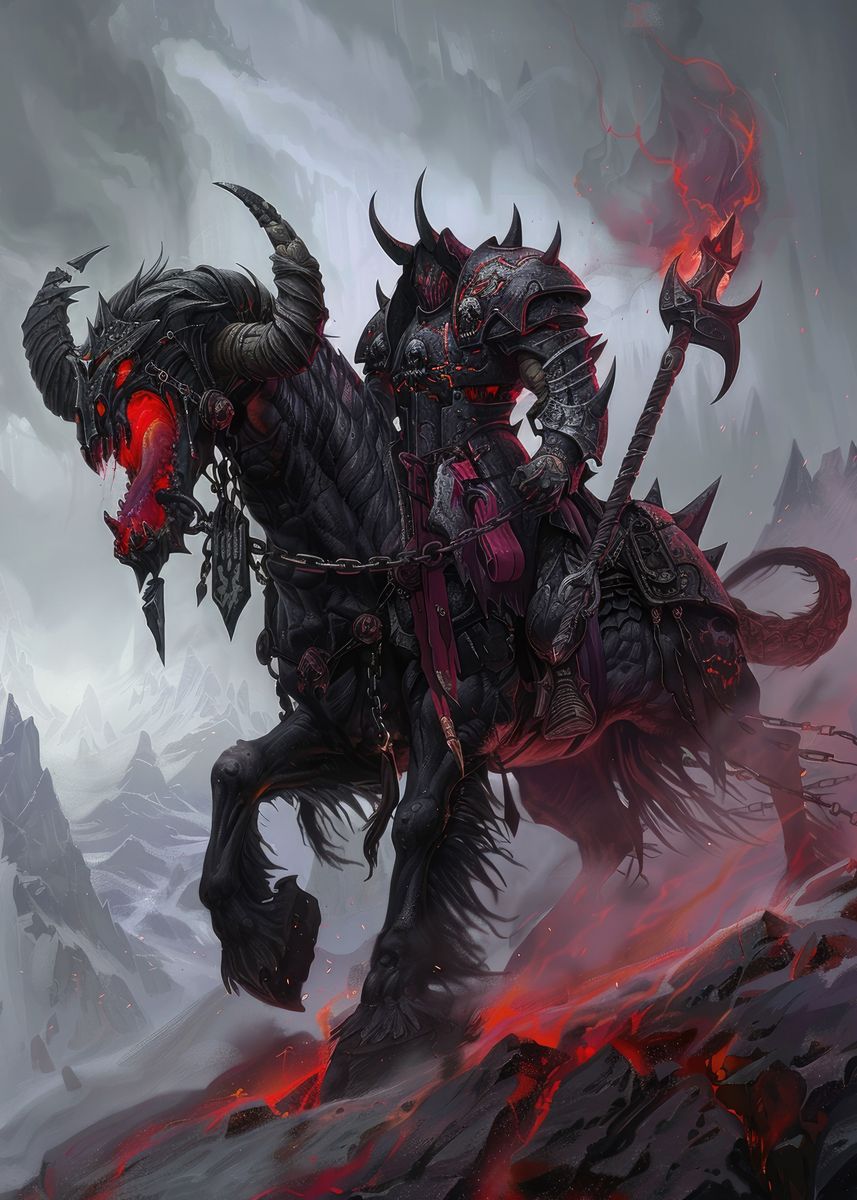 'Knight On Demonic Steed' Poster, picture, metal print, paint by Ilyrin ...