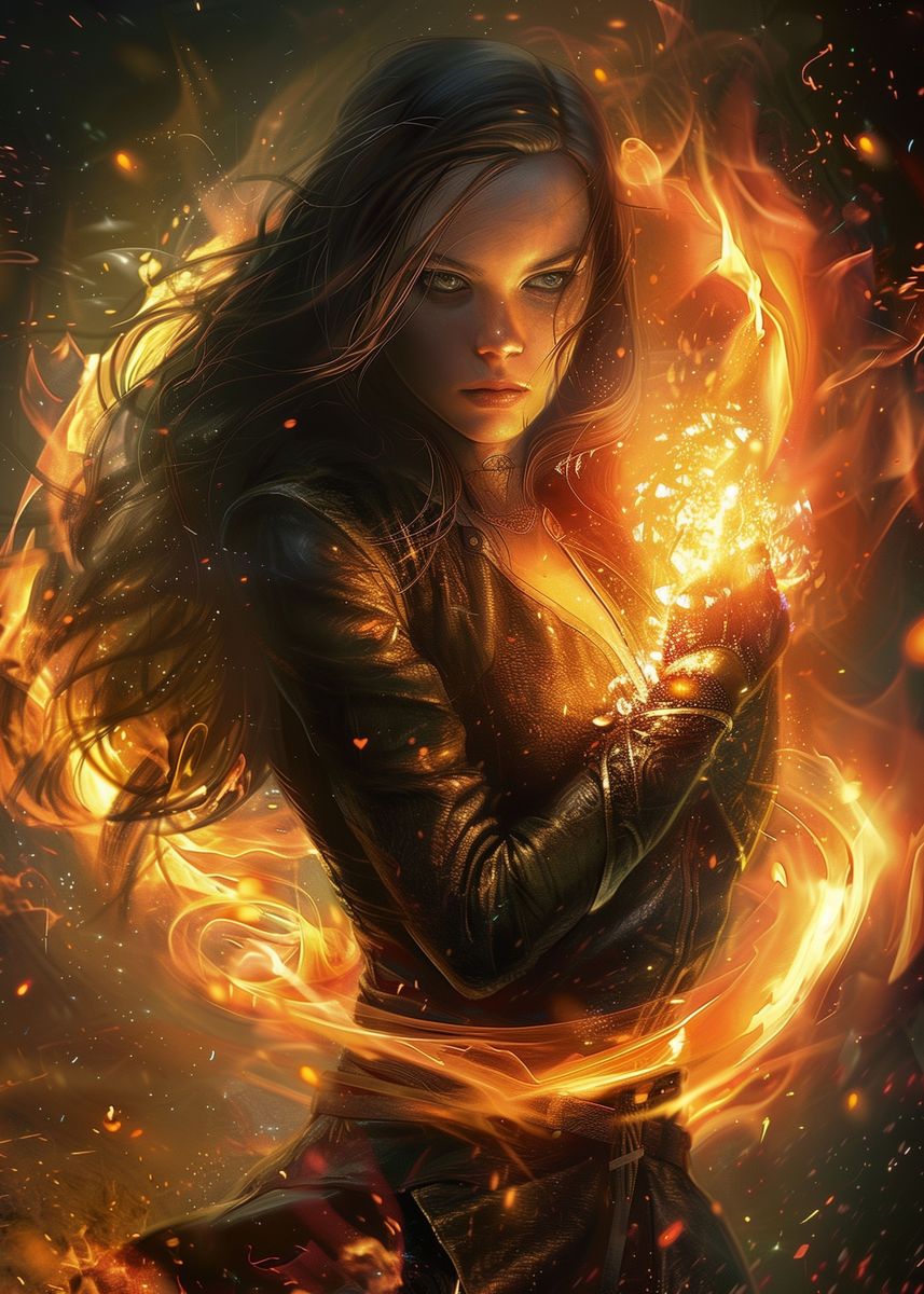 'Fire Mage' Poster, picture, metal print, paint by Iwoko | Displate