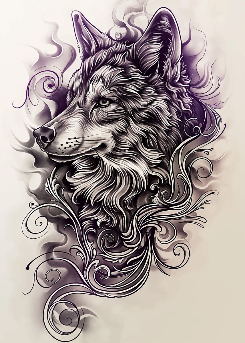 'Enigma Wolf' Poster, picture, metal print, paint by Space Art | Displate