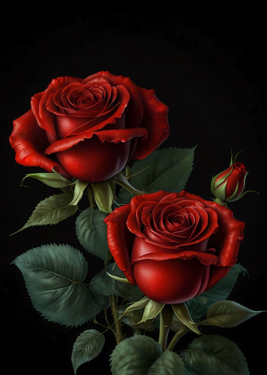 'Red Roses are Red' Poster, picture, metal print, paint by Shamoon ...