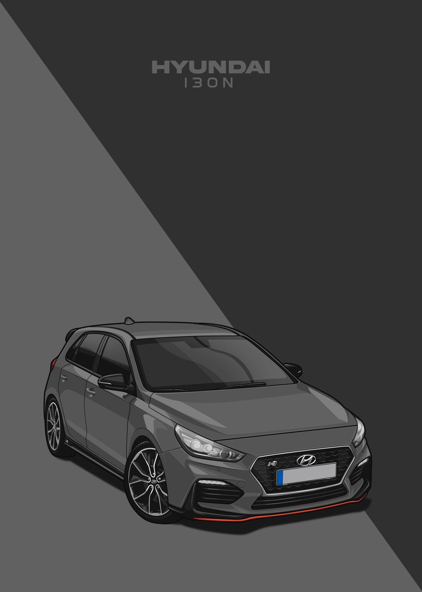 'hyundai i30n grey' Poster, picture, metal print, paint by capture art ...