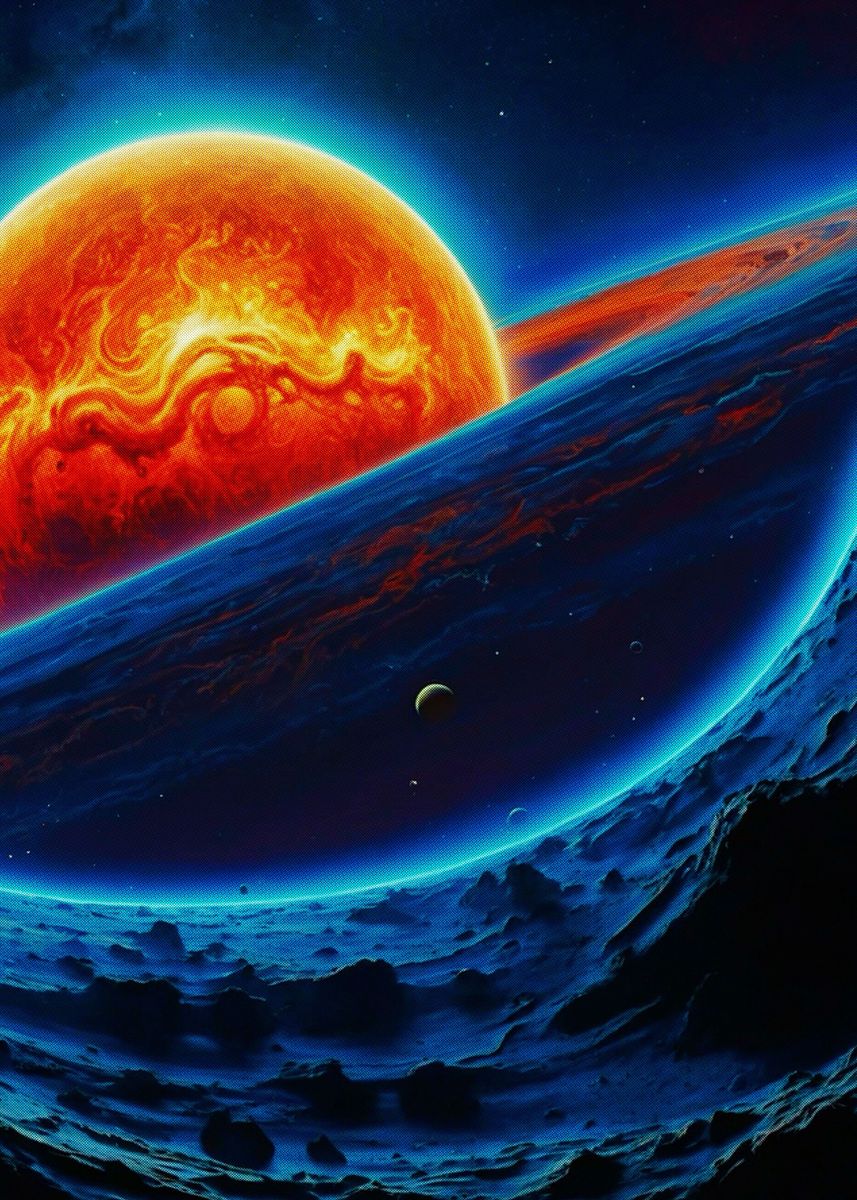 'Cosmic Planets' Poster, picture, metal print, paint by Savinda | Displate