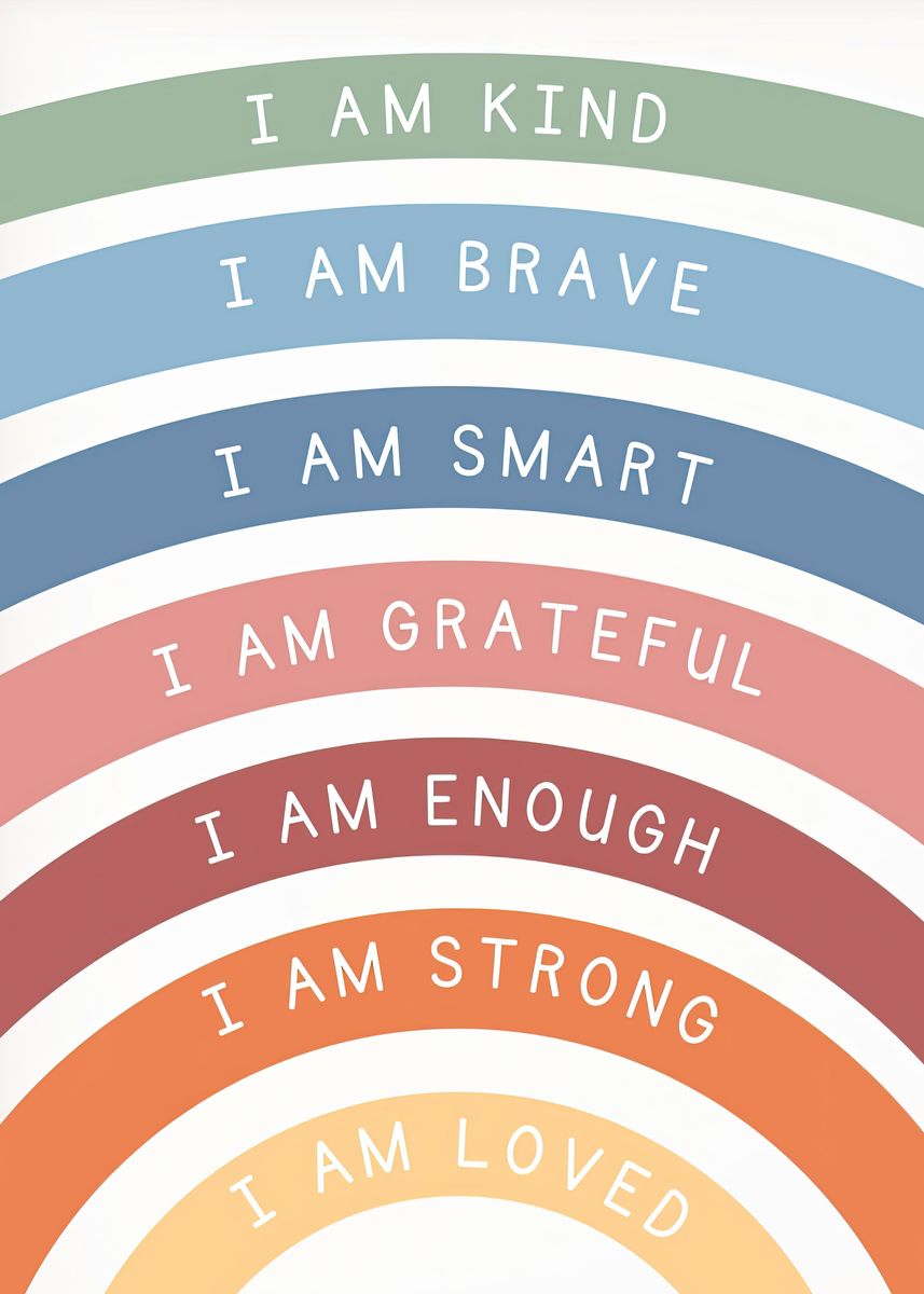 'Rainbow Affirmations kids' Poster, picture, metal print, paint by gani ...