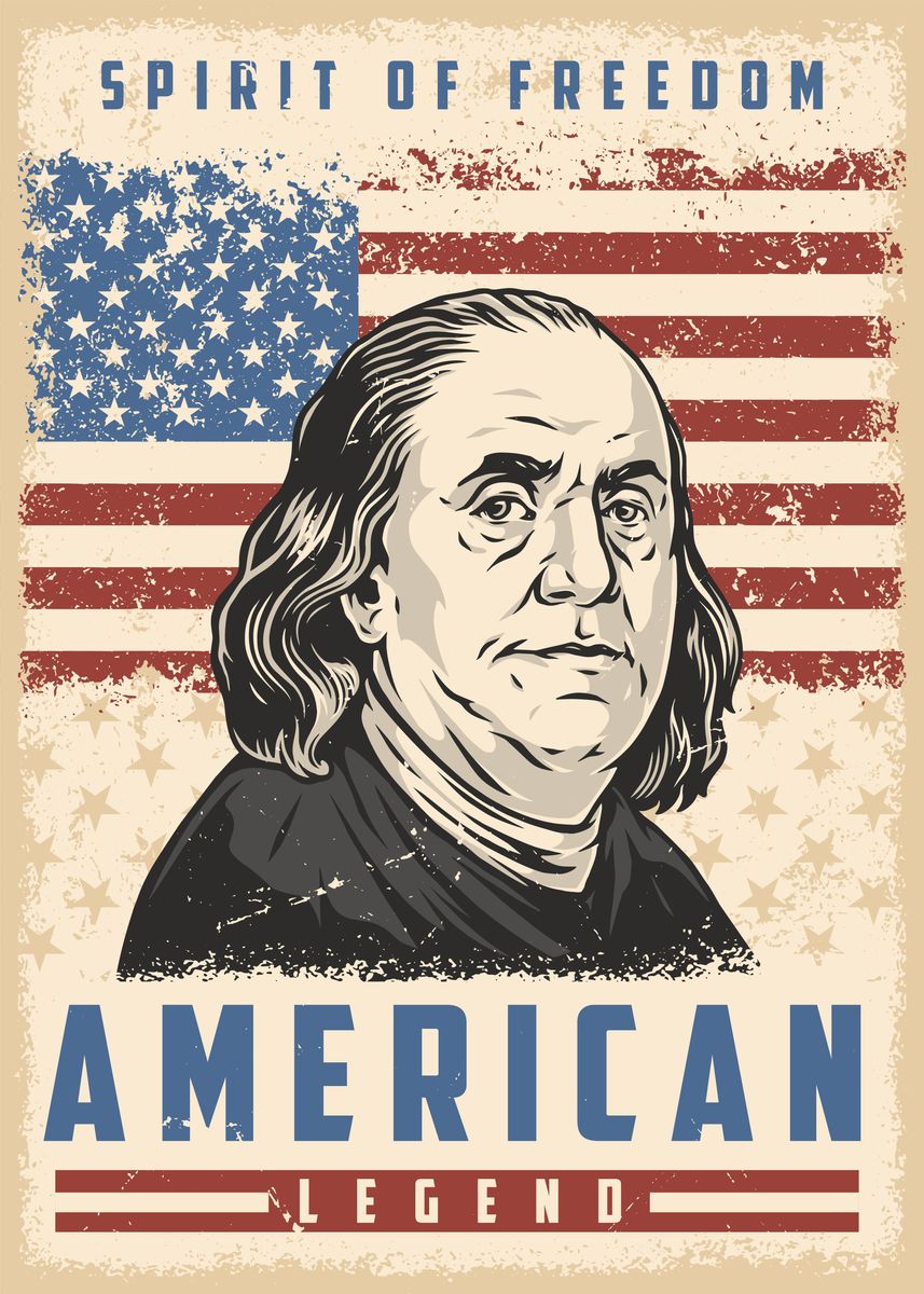 'Benjamin Franklin' Poster, picture, metal print, paint by dkDesign ...