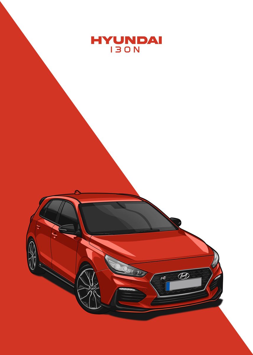 'hyundai i30n red' Poster, picture, metal print, paint by capture art ...