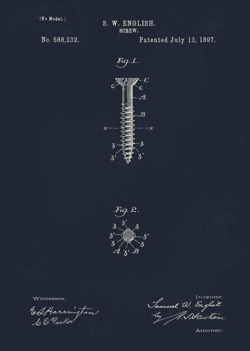 '1897 Screw' Poster, picture, metal print, paint by MyDigitalMind ...