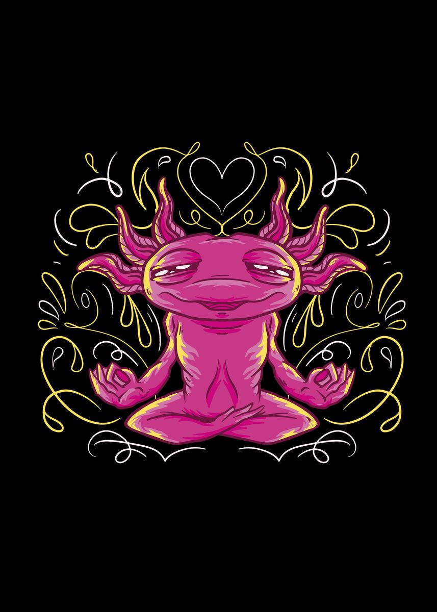 'Lustiges Axolotl Yoga' Poster, picture, metal print, paint by Dominik ...