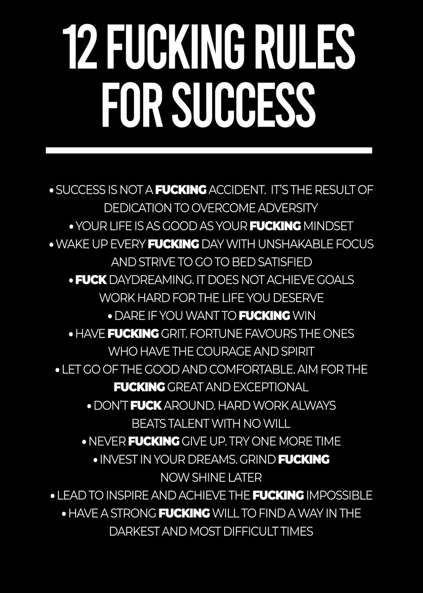 '12 Rules for Success' Poster, picture, metal print, paint by ...