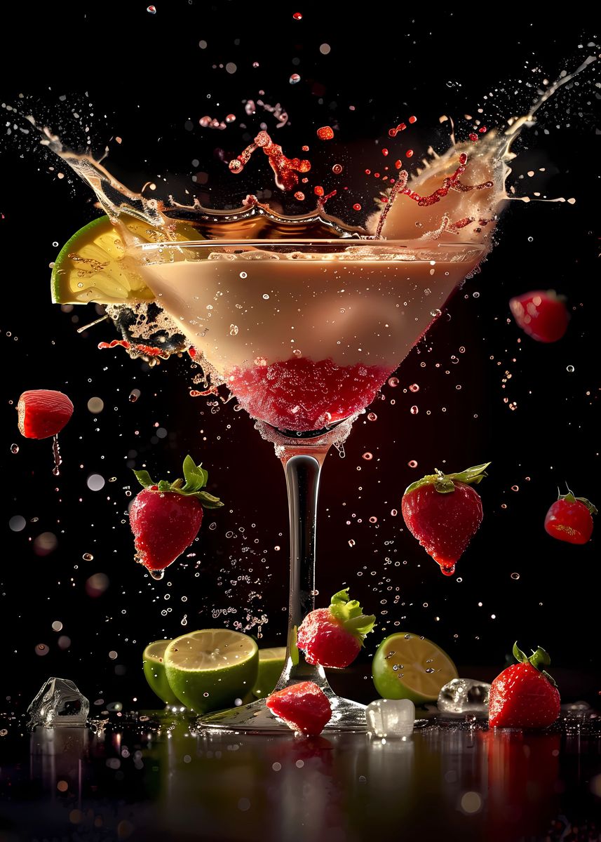 'Cosmopolitan Pink Cocktail' Poster, picture, metal print, paint by ...
