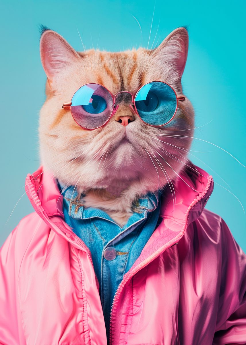 'Old School Cat Portrait' Poster, picture, metal print, paint by ...