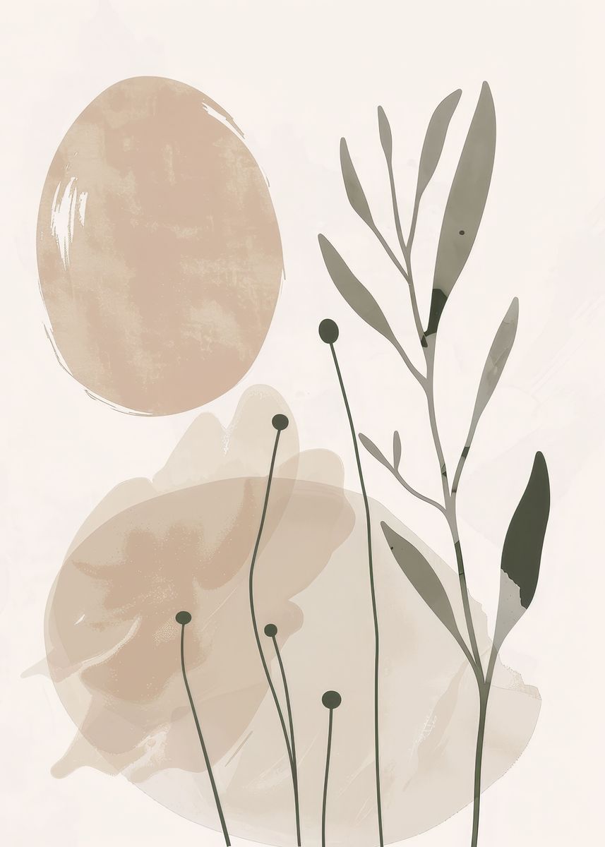 'Minimalist floral botanic' Poster, picture, metal print, paint by ...