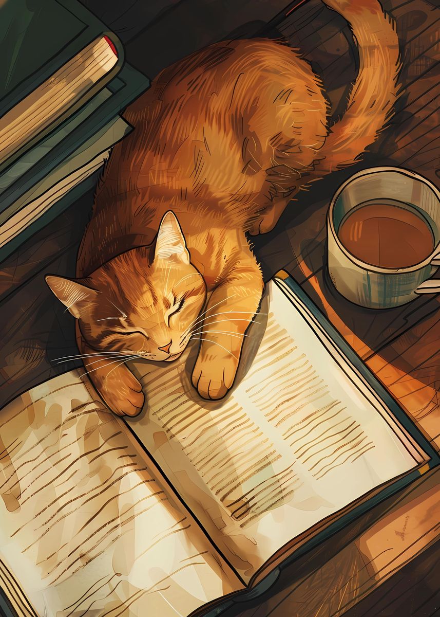 'coffee cats books BookTok' Poster, picture, metal print, paint by ...