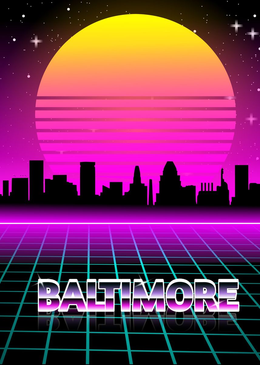 'Baltimore synthwave' Poster, picture, metal print, paint by ipart id ...