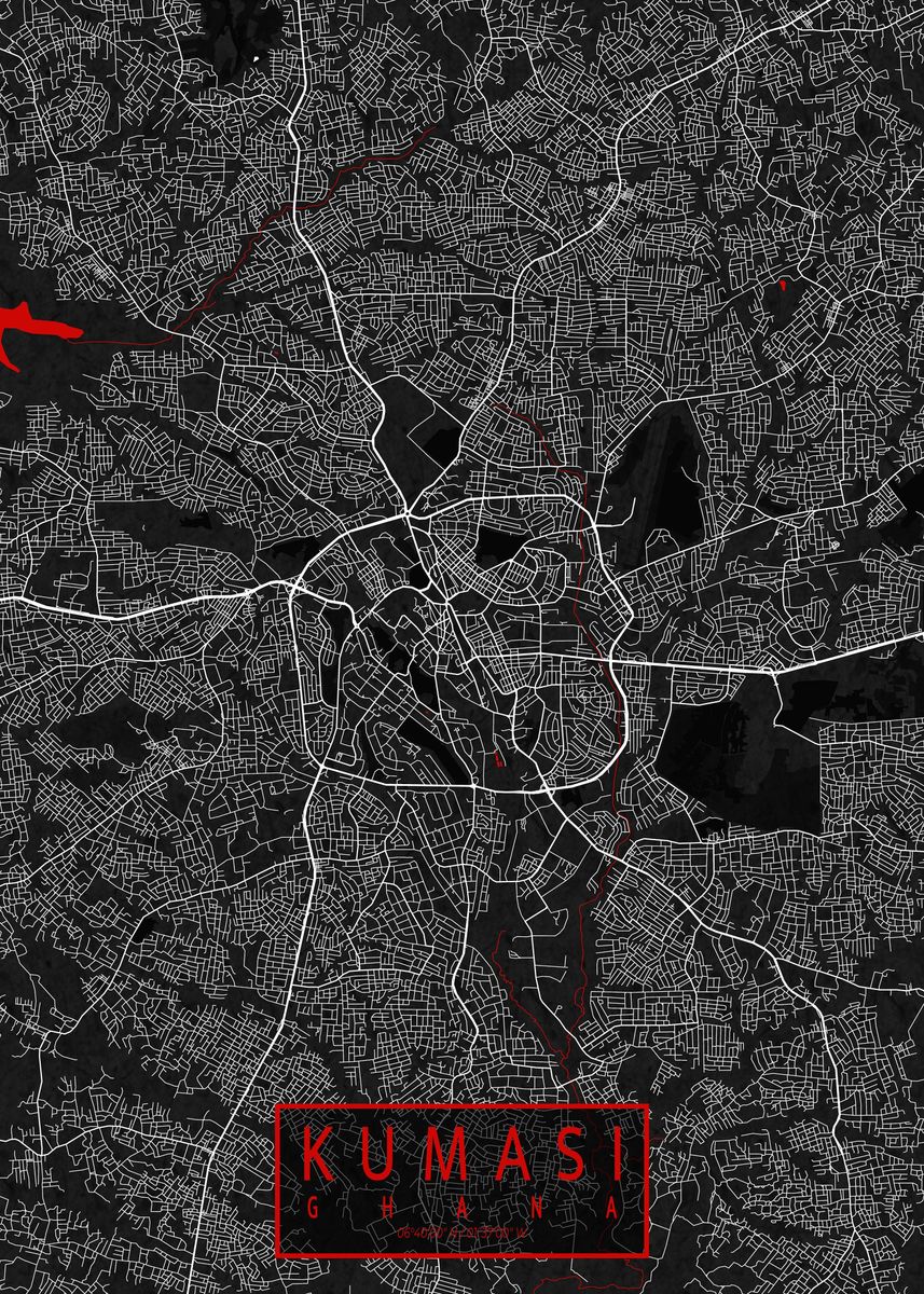 'Kumasi City Map Oriental' Poster, picture, metal print, paint by deMAP ...