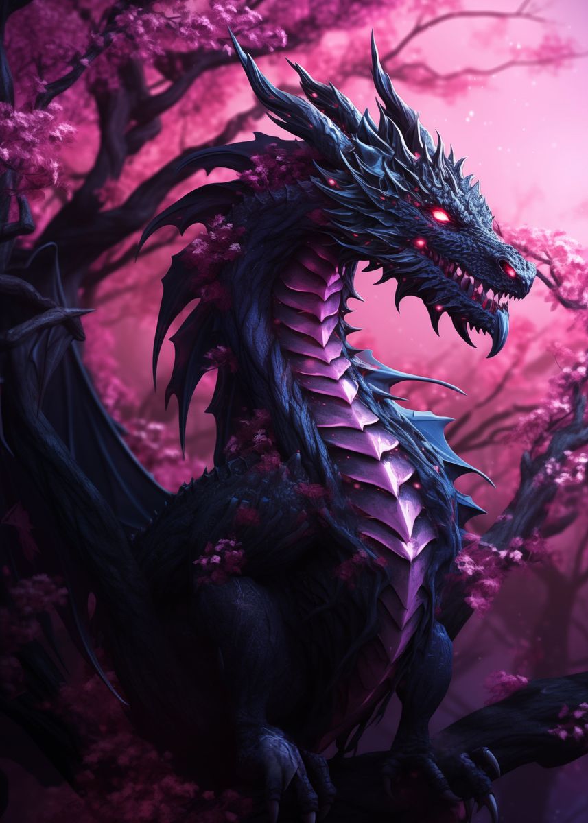'Japanese Sakura Dragon' Poster, picture, metal print, paint by EB Art ...