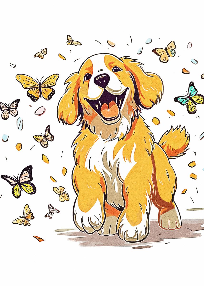 'Drawing Dog' Poster, picture, metal print, paint by Fanth | Displate