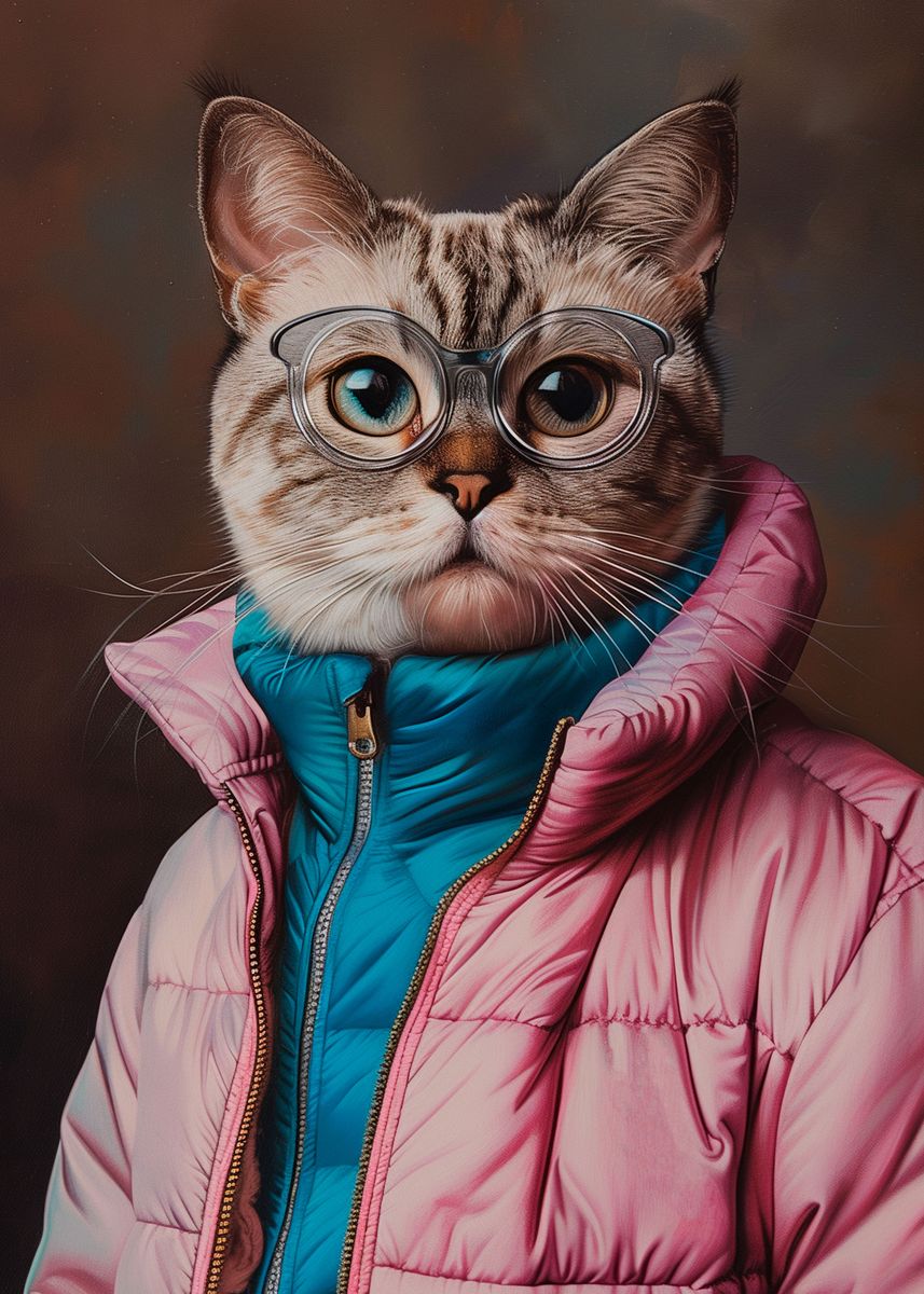 '70s Cat' Poster, picture, metal print, paint by Bloomoon | Displate