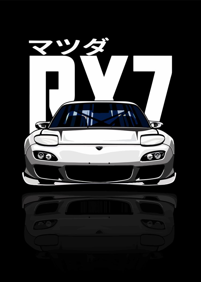 'mazda rx7' Poster, picture, metal print, paint by Raul Garcia | Displate