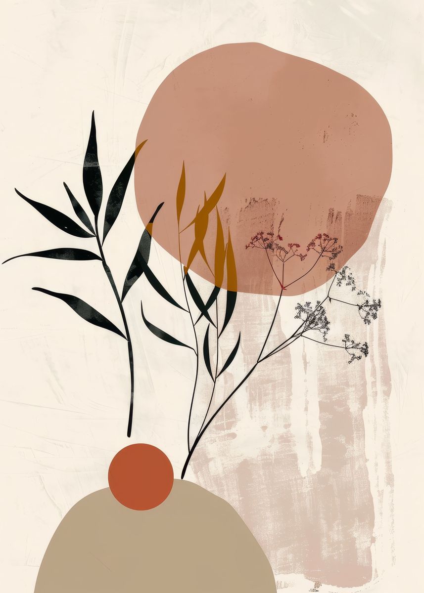 'Minimalist floral botanic' Poster, picture, metal print, paint by ...