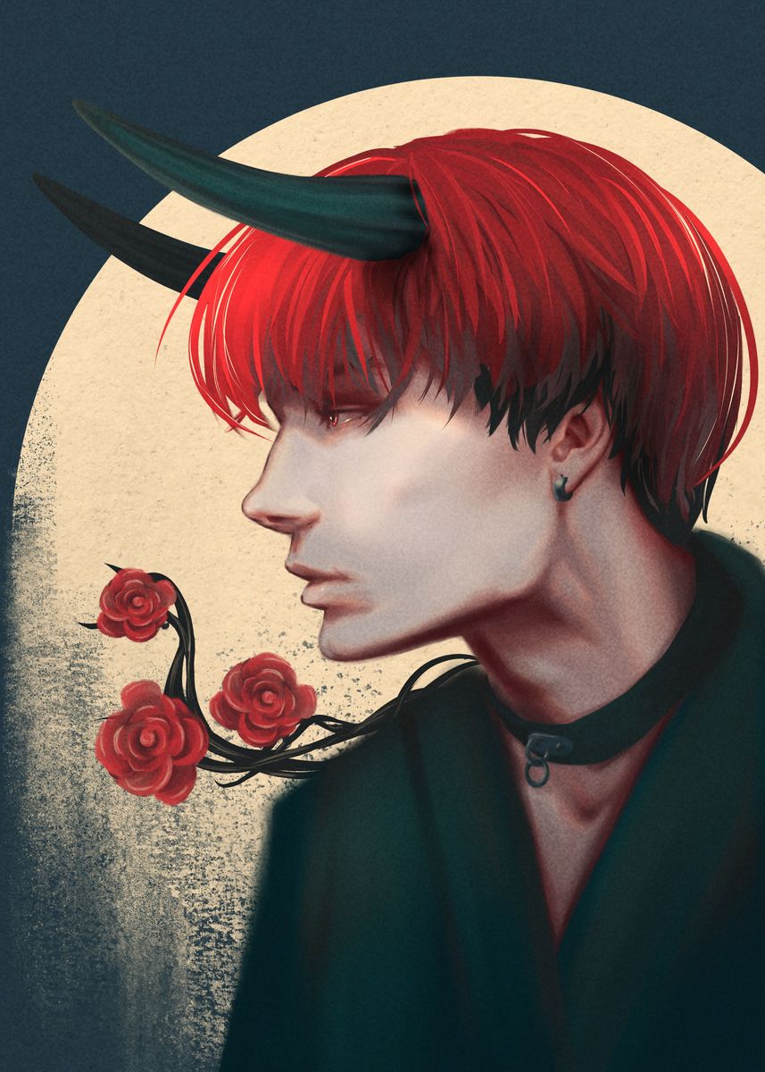 'Anime Demon' Poster, picture, metal print, paint by Indre Kiri | Displate