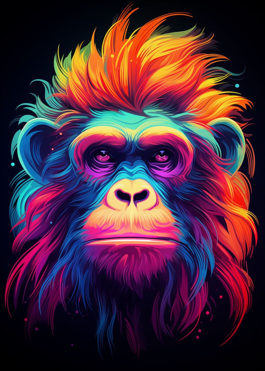 'Neon Ape' Poster, picture, metal print, paint by AI Art Architect ...