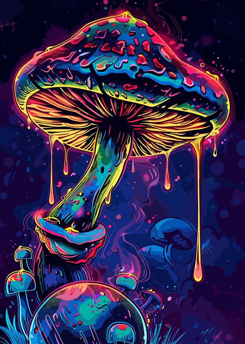 'Psychedelic Mushroom' Poster, picture, metal print, paint by Mesh ...