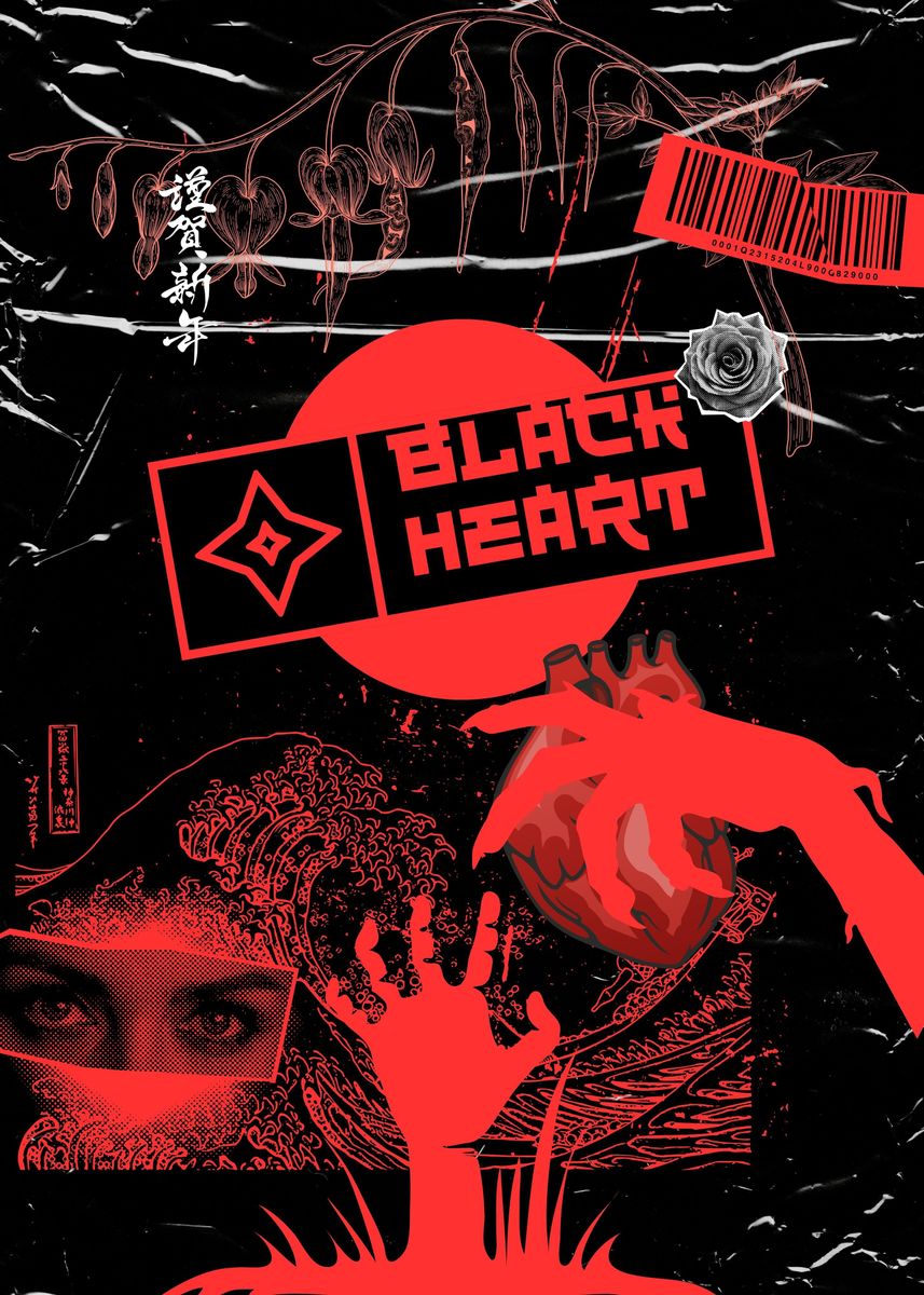 'Black Heart Halloween' Poster, picture, metal print, paint by Luxe Art ...
