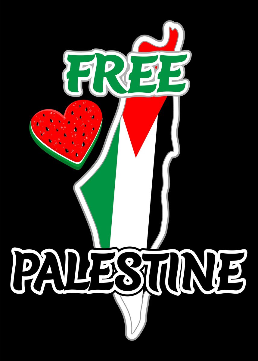 'Free Palestine Map' Poster, picture, metal print, paint by Bluedarkat ...