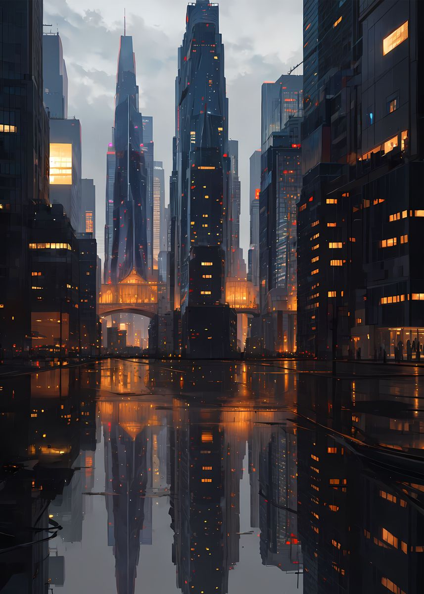 'Beautiful Drizzle City' Poster, picture, metal print, paint by Ruzerin ...