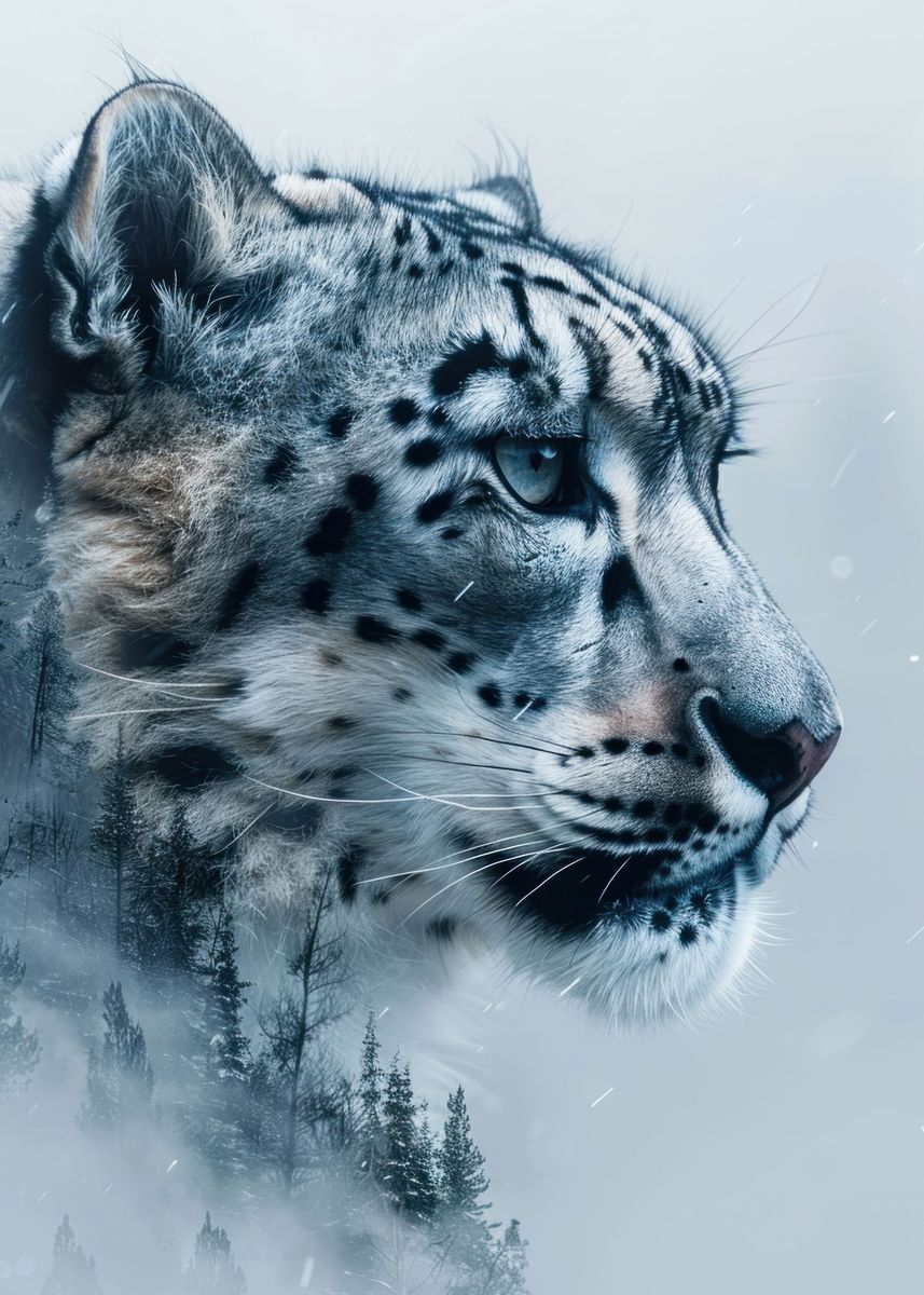'Snow leopard' Poster, picture, metal print, paint by Byrdyak | Displate