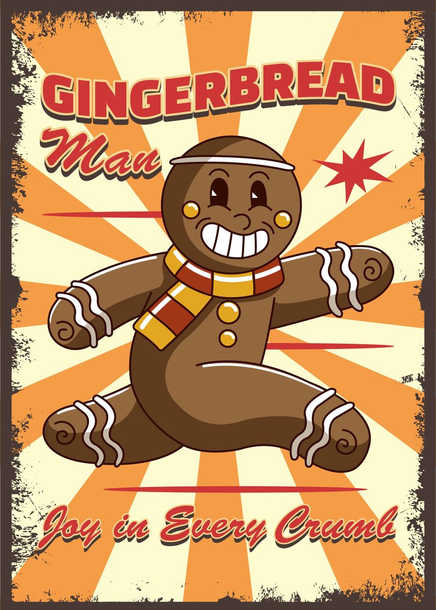 'Gingerbread Man Christmas' Poster, picture, metal print, paint by Adam ...