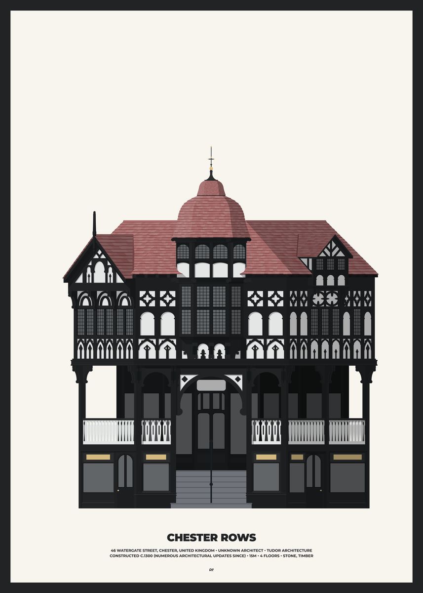 'Chester Rows Architecture' Poster, picture, metal print, paint by Alo ...
