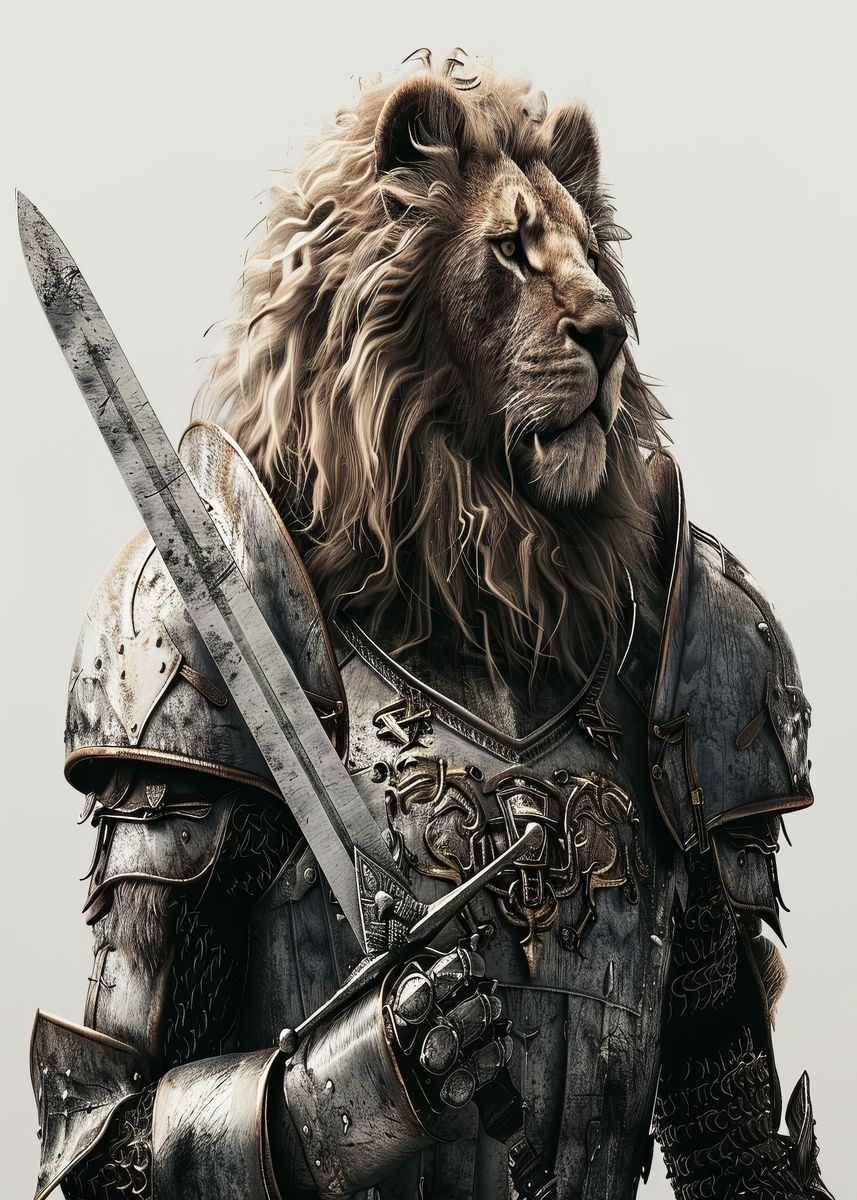 'Lion Knight' Poster, picture, metal print, paint by Henning Seiffert ...