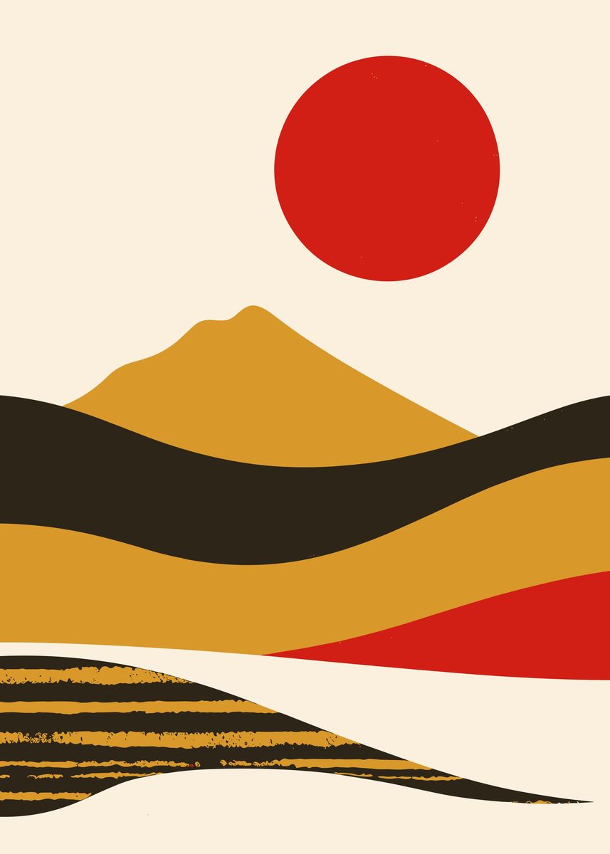 'Abstract Red Sun Rise' Poster, picture, metal print, paint by Omarific ...