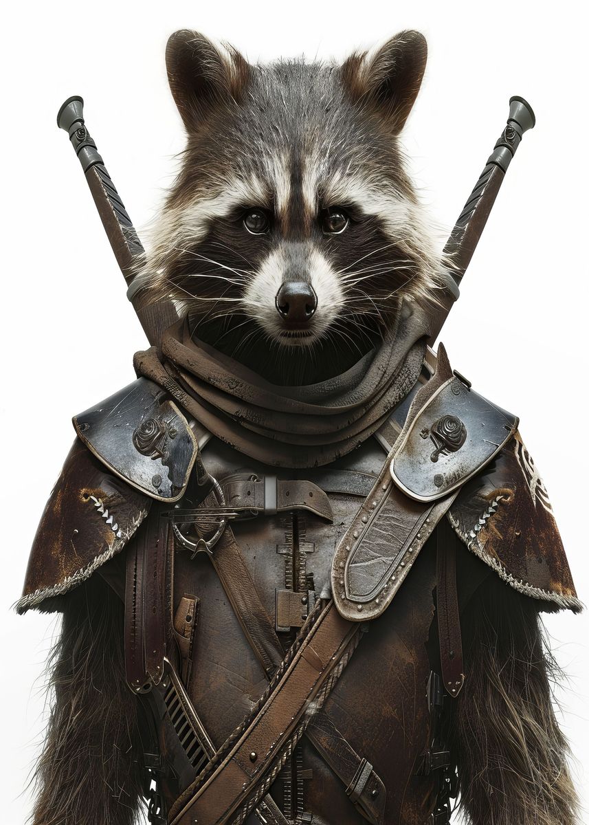 'Raccoon Knight' Poster, picture, metal print, paint by Henning ...