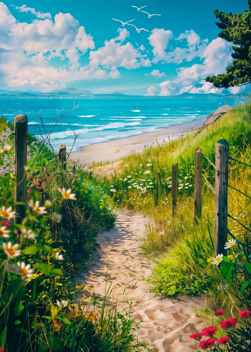 'Sandy Beach Trail' Poster, picture, metal print, paint by Mark Vincent ...