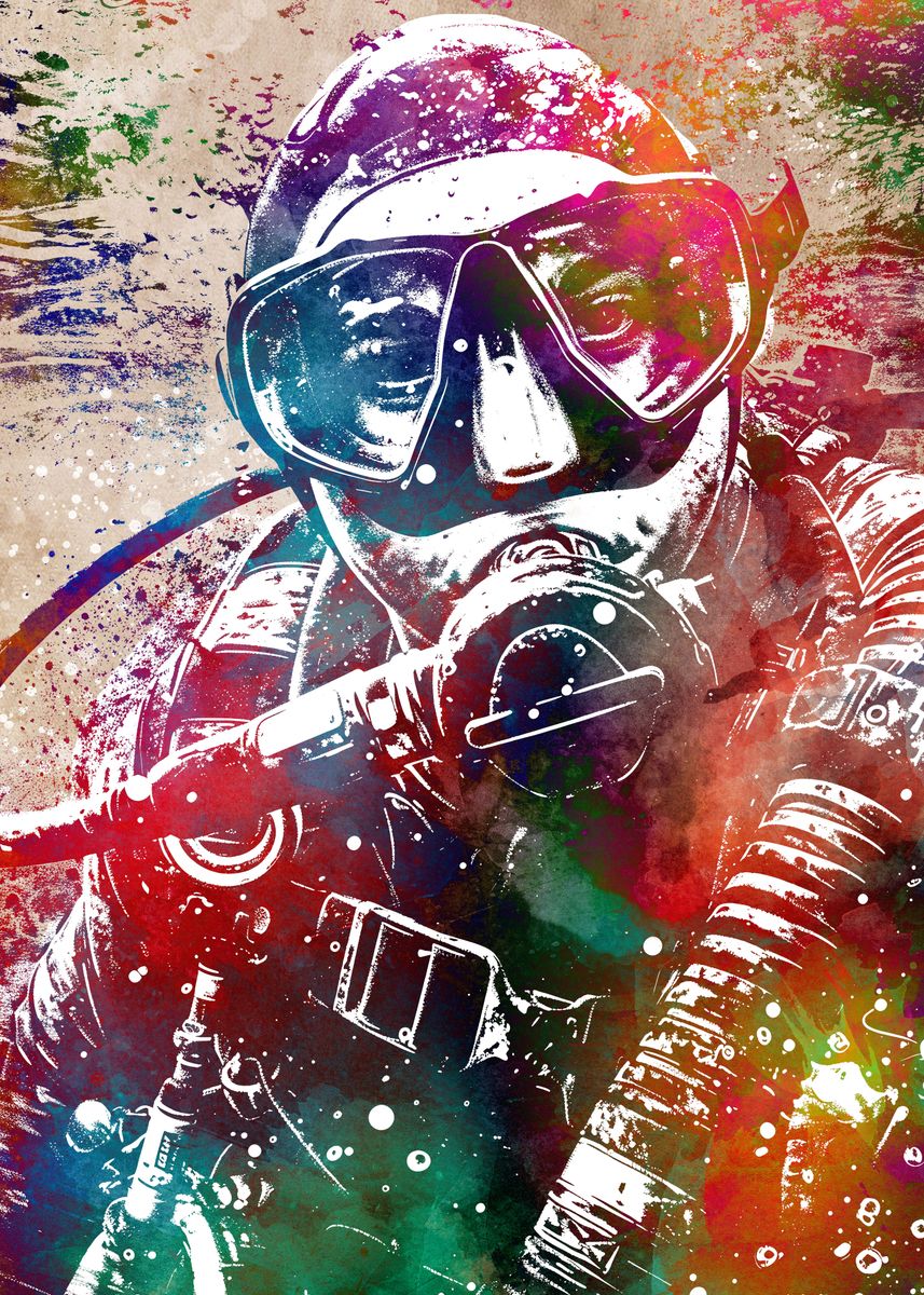 'Scuba diver sport art' Poster, picture, metal print, paint by JBJart ...