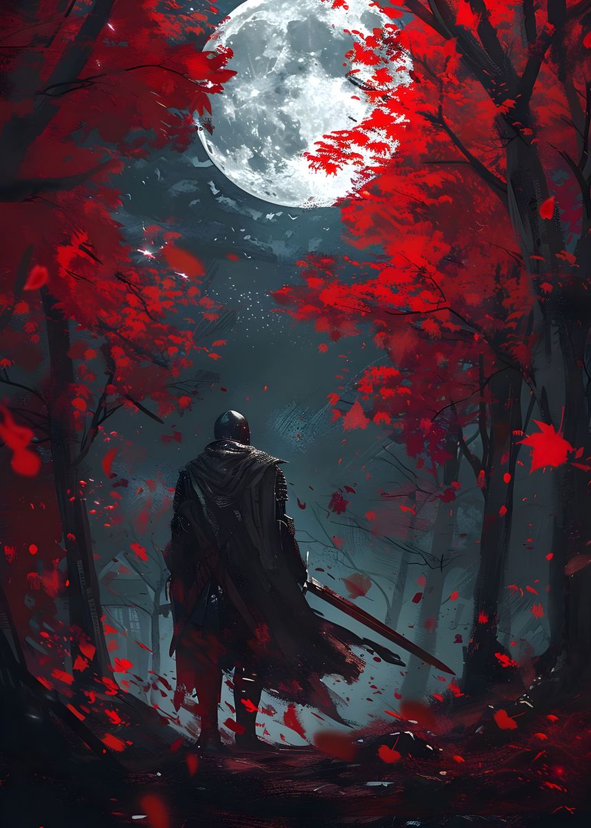 'Paladin Knight Full Moon' Poster, picture, metal print, paint by ...