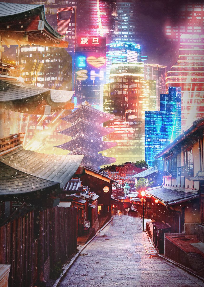 'holographic hanami' Poster, picture, metal print, paint by Bonilla ...