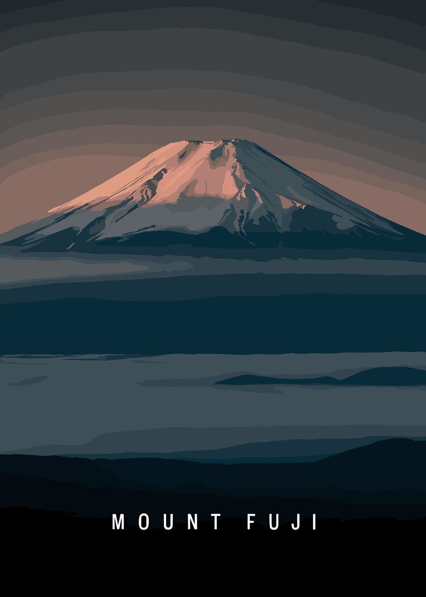 'Clean Mt Fuji Japanese Art' Poster, picture, metal print, paint by ...