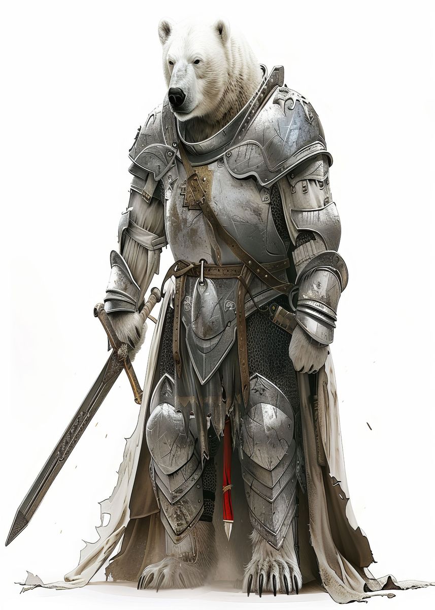 'Polar Bear Knight' Poster, picture, metal print, paint by Henning ...
