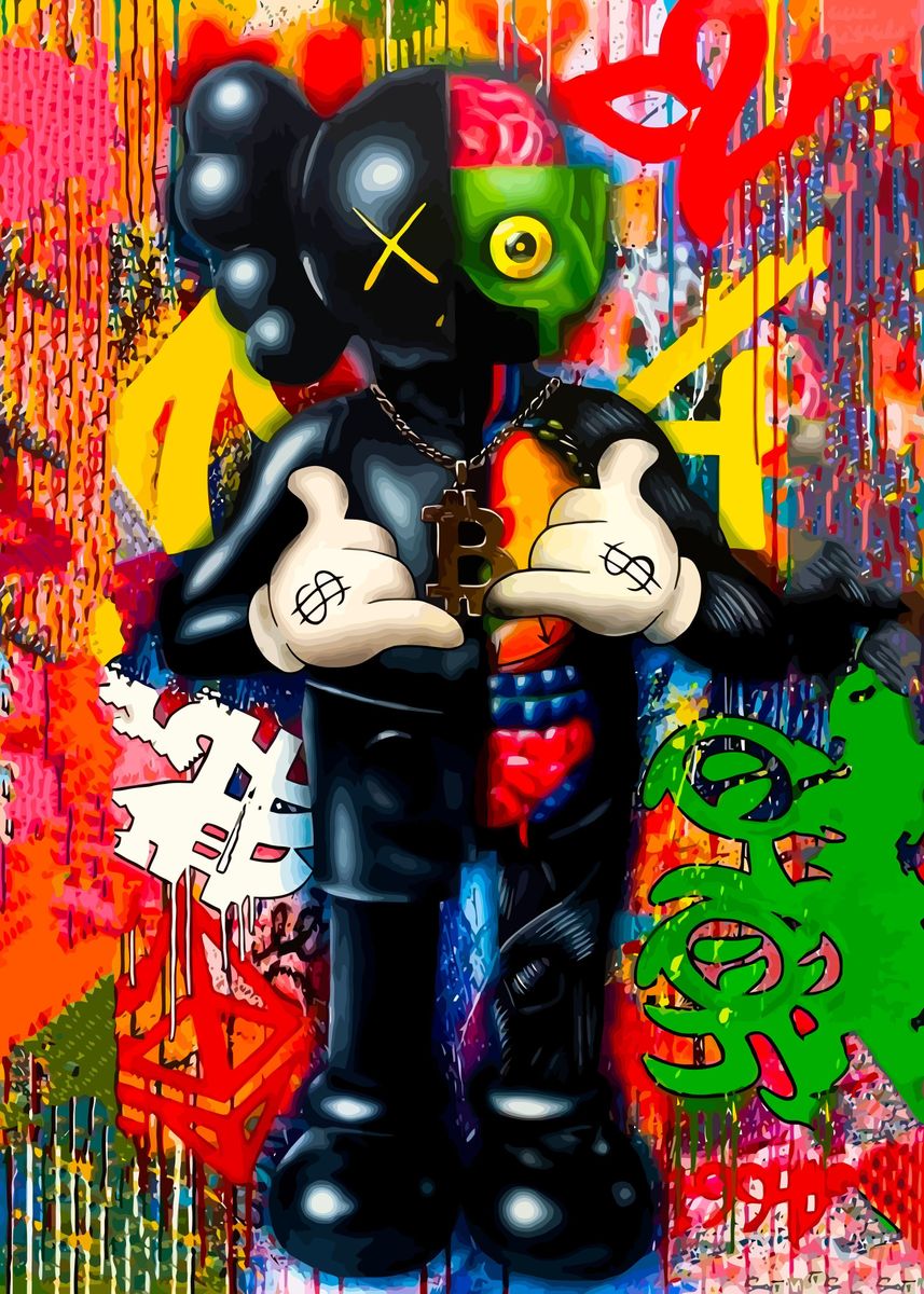 'Kaws graffitti' Poster, picture, metal print, paint by BB Creative | Displate